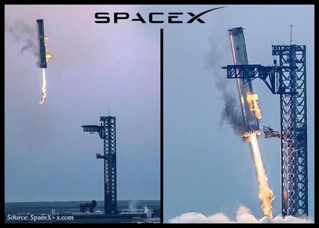 SpaceX Catches Returning Starship Rocket Booster With Chopstick Arms ...